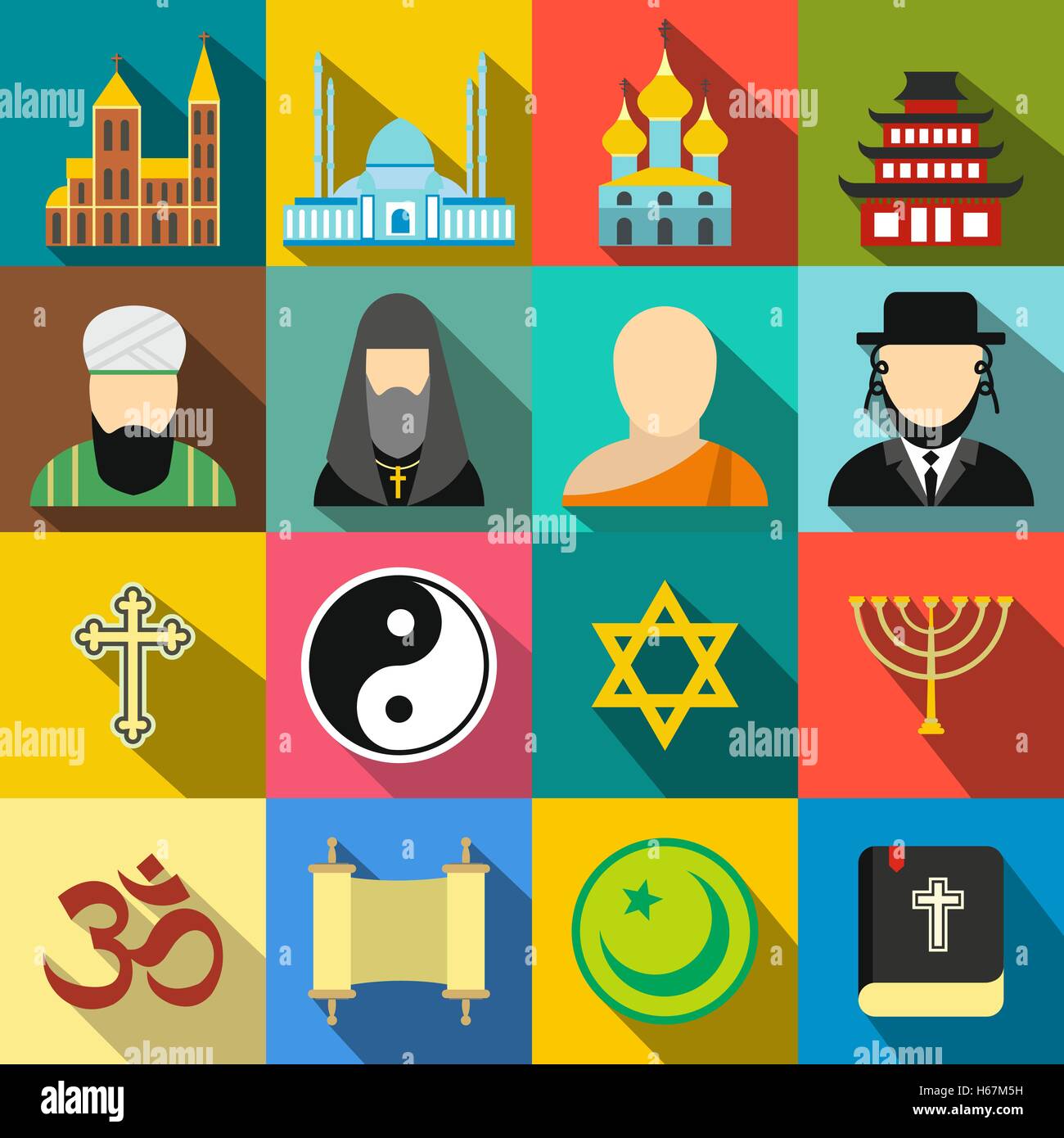 Religion flat icons set Stock Vector Image & Art - Alamy