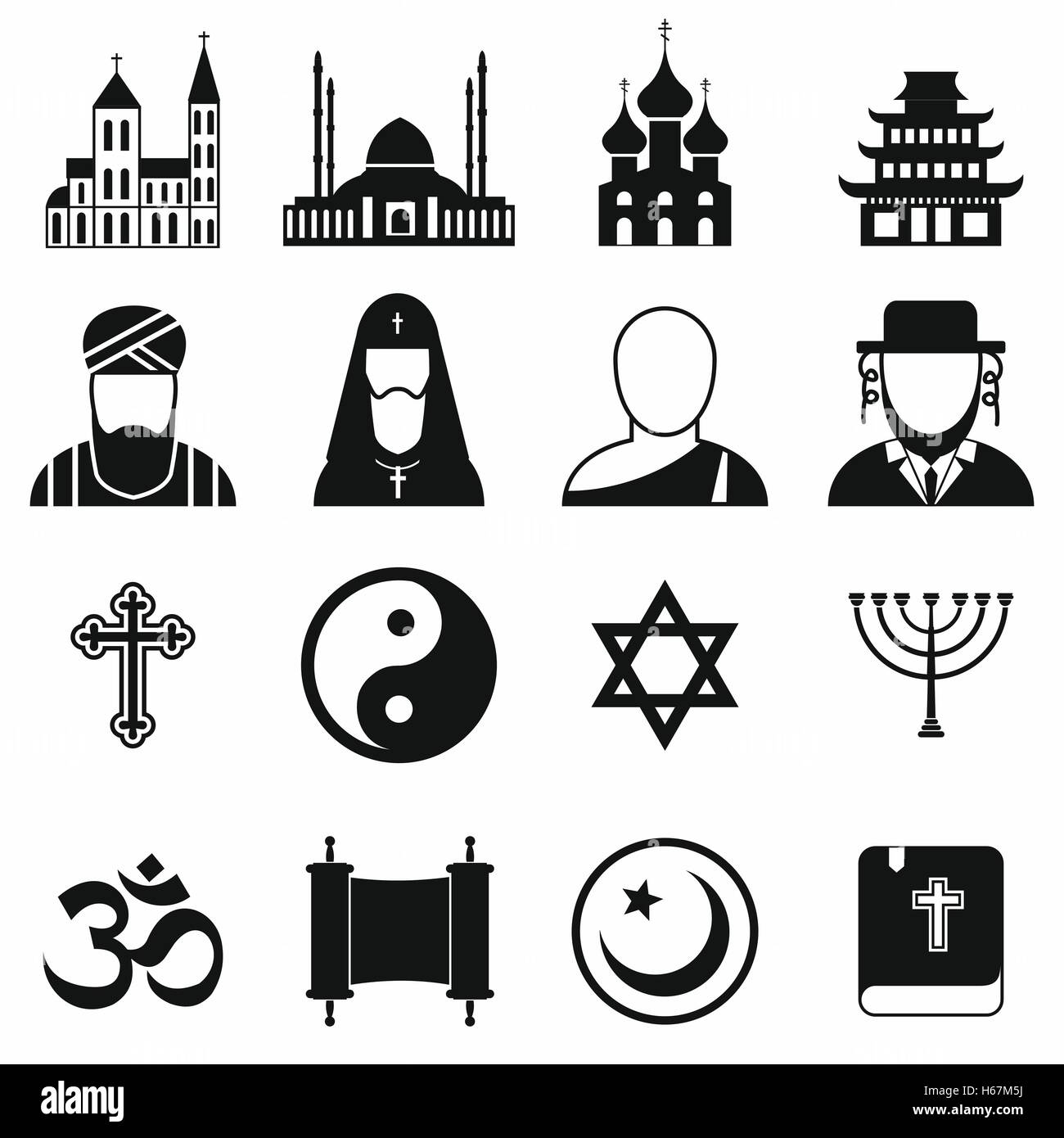 Religion simple icons set Stock Vector Image & Art - Alamy