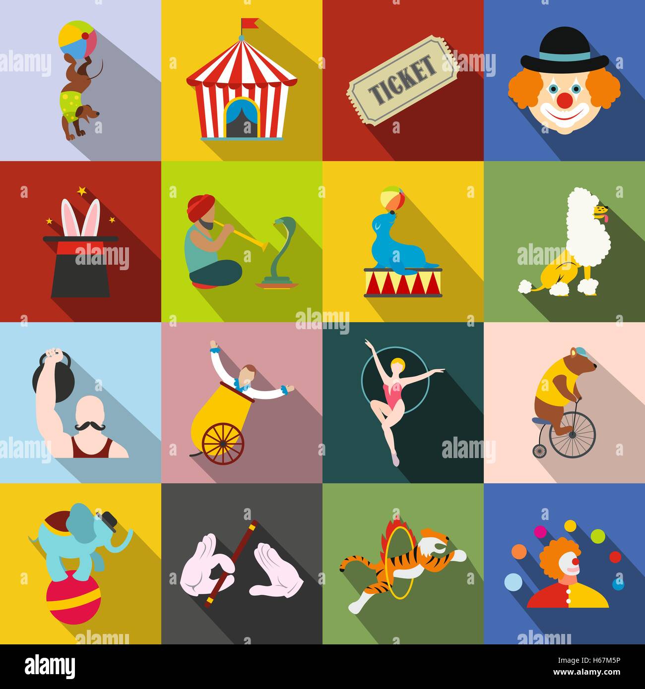 Circus flat icons set Stock Vector Image & Art - Alamy