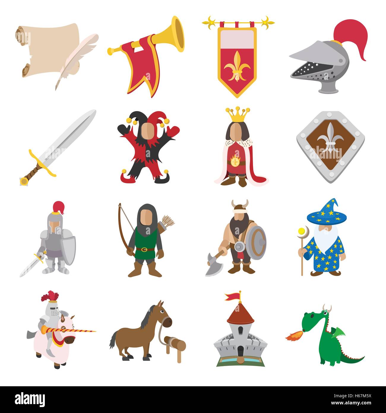 Medieval cartoon icons set Stock Vector Image & Art - Alamy