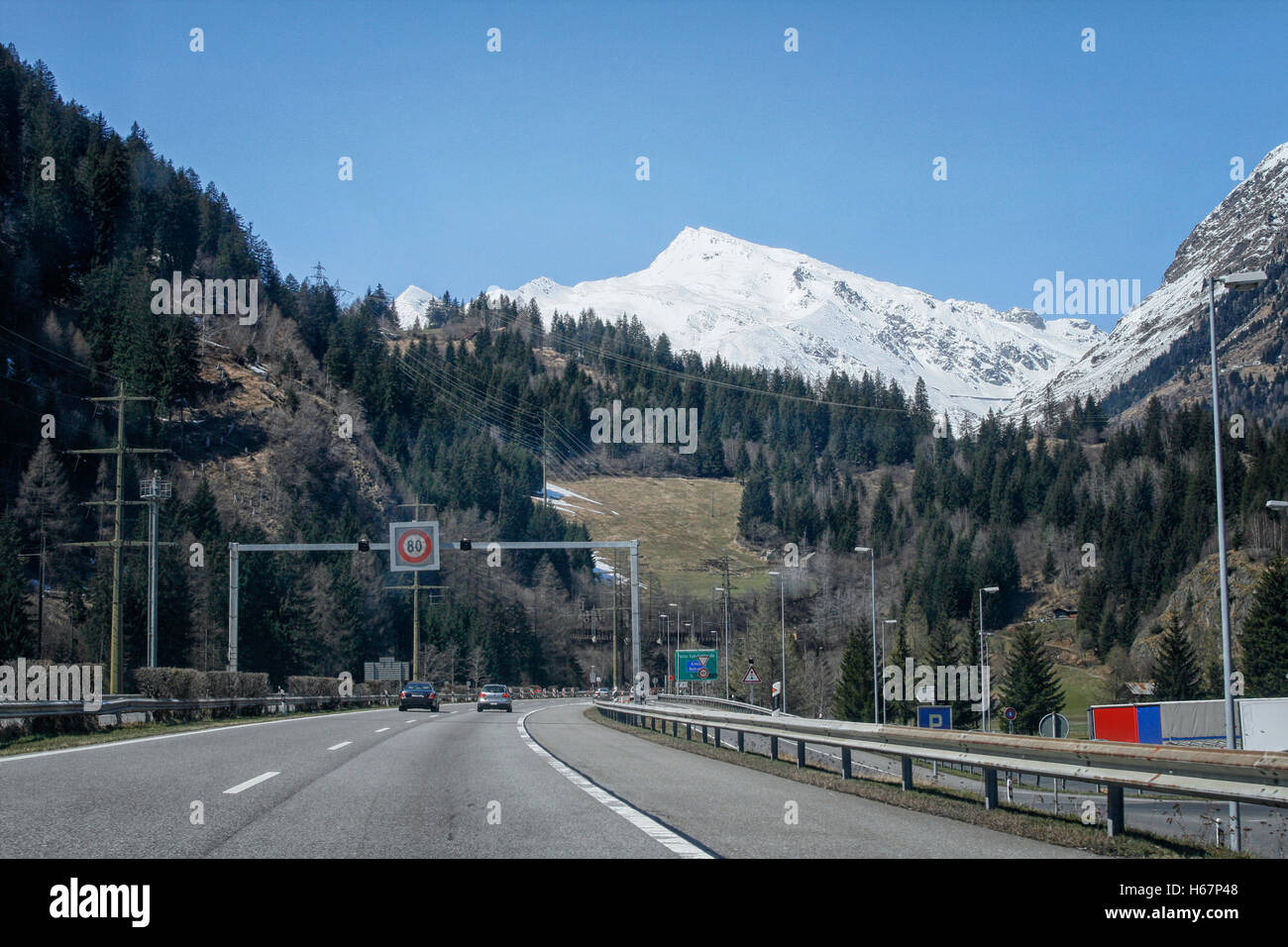 Driving on highway in alps hi-res stock photography and images - Alamy