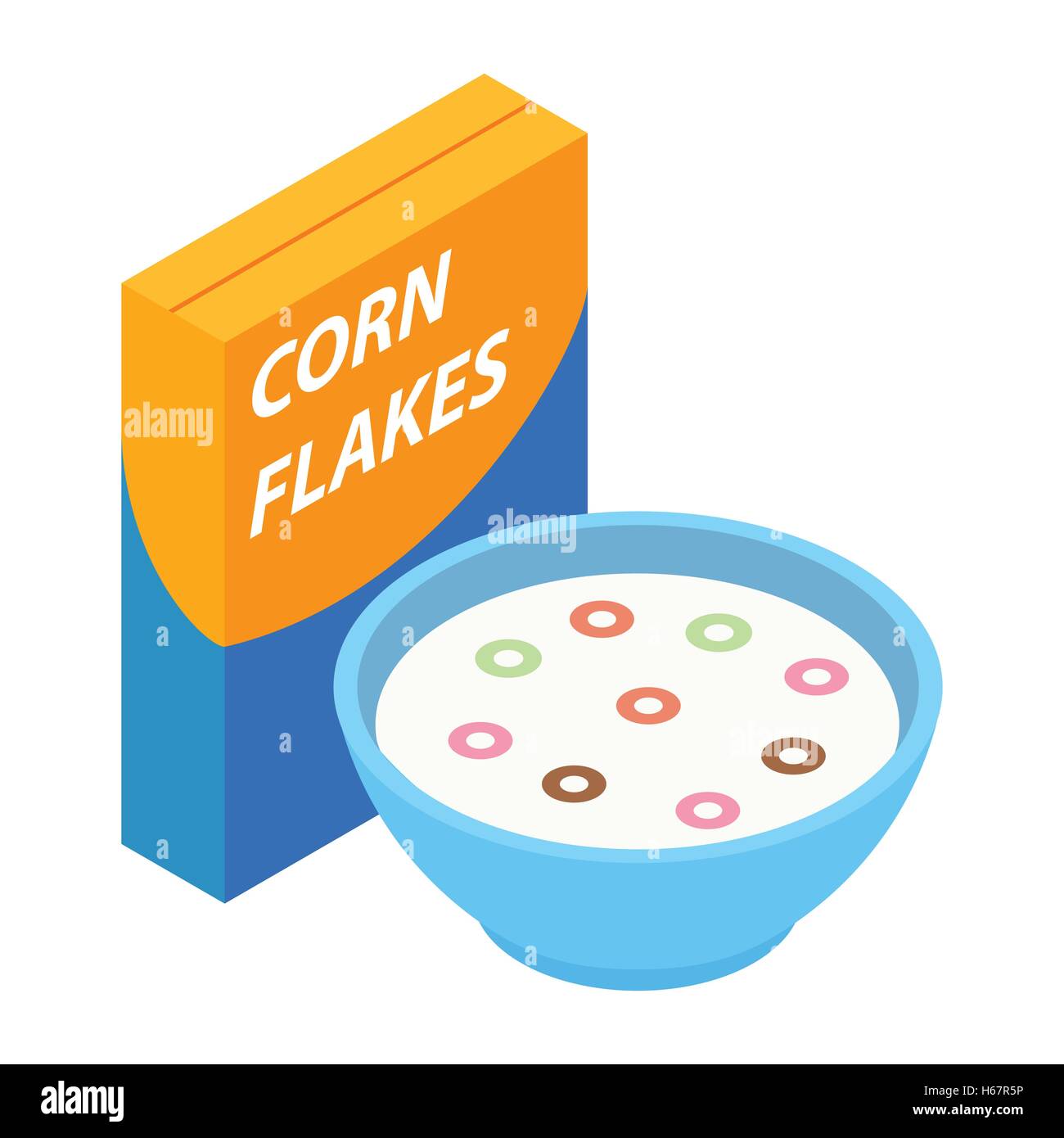 Cereal flakes milk icon Cut Out Stock Images & Pictures - Alamy