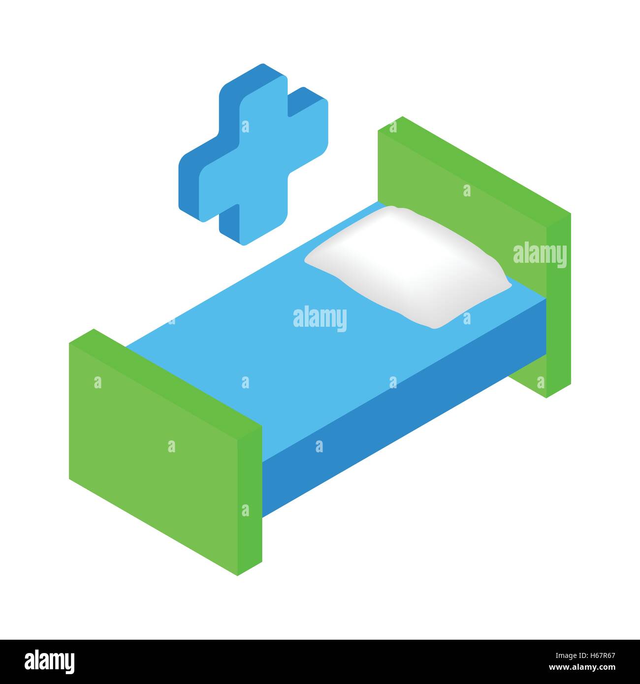 Hospital bed and cross isometric 3d icon Stock Vector Image & Art - Alamy