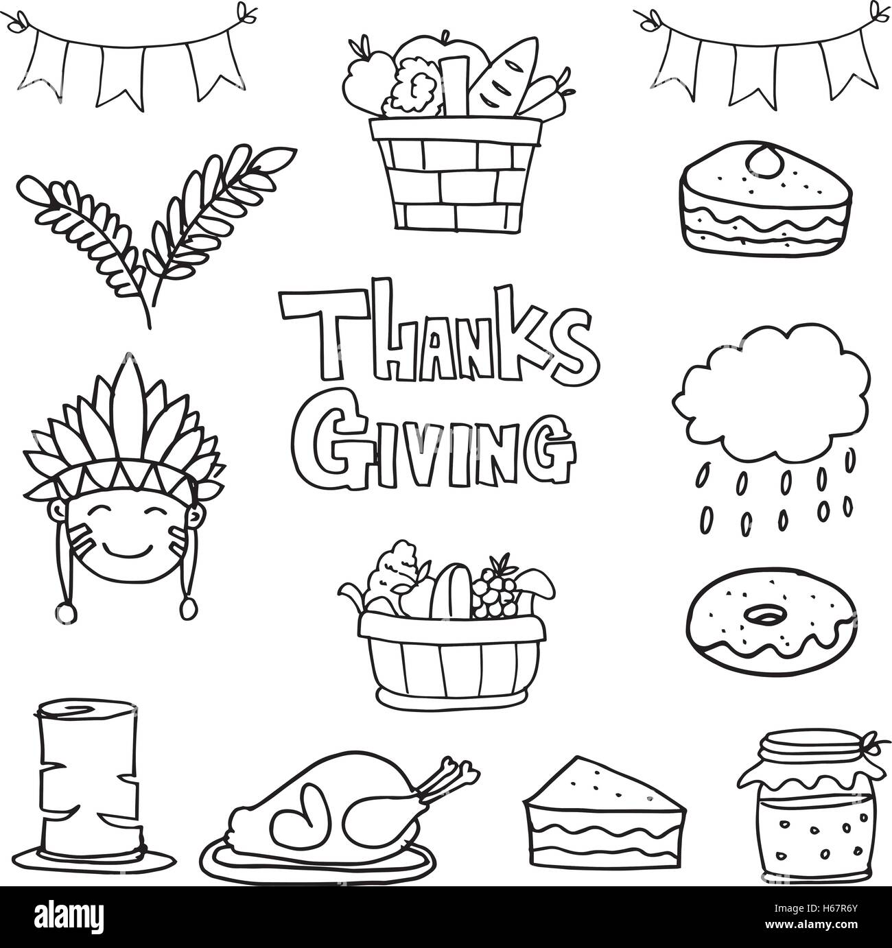 Doodle hand draw thanksgiving element Stock Vector Images - Alamy