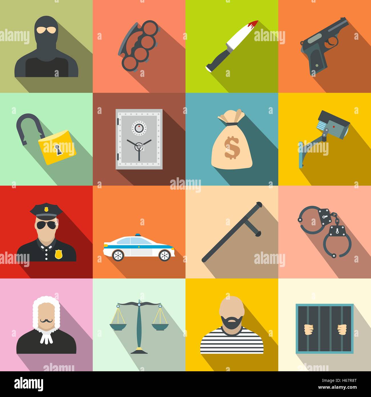 Crime flat icons Stock Vector Image & Art - Alamy
