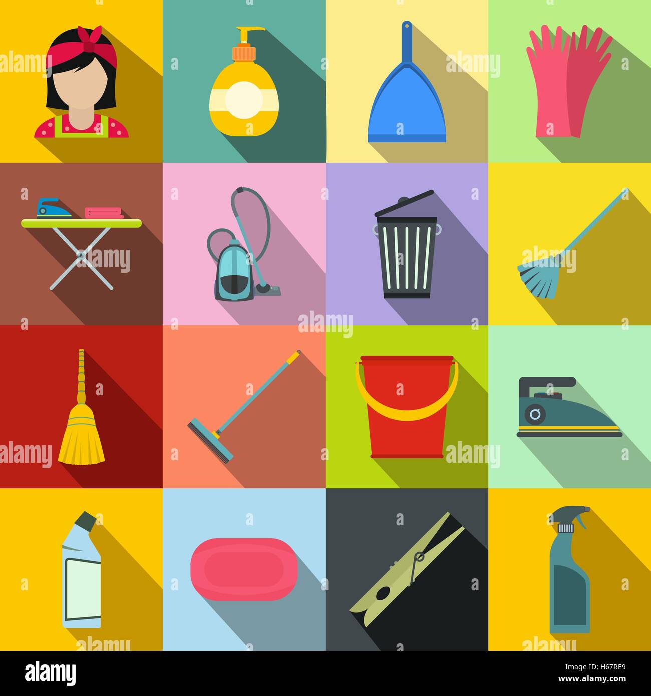 Cleaning flat icons Stock Vector Image & Art - Alamy