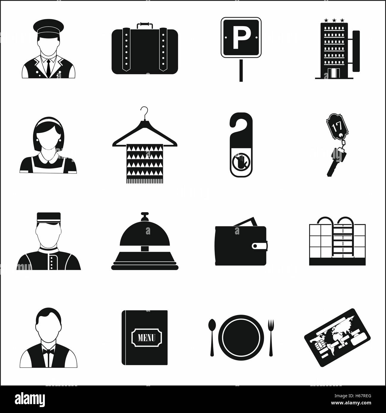 Hotel simple icons set Stock Vector Image & Art - Alamy