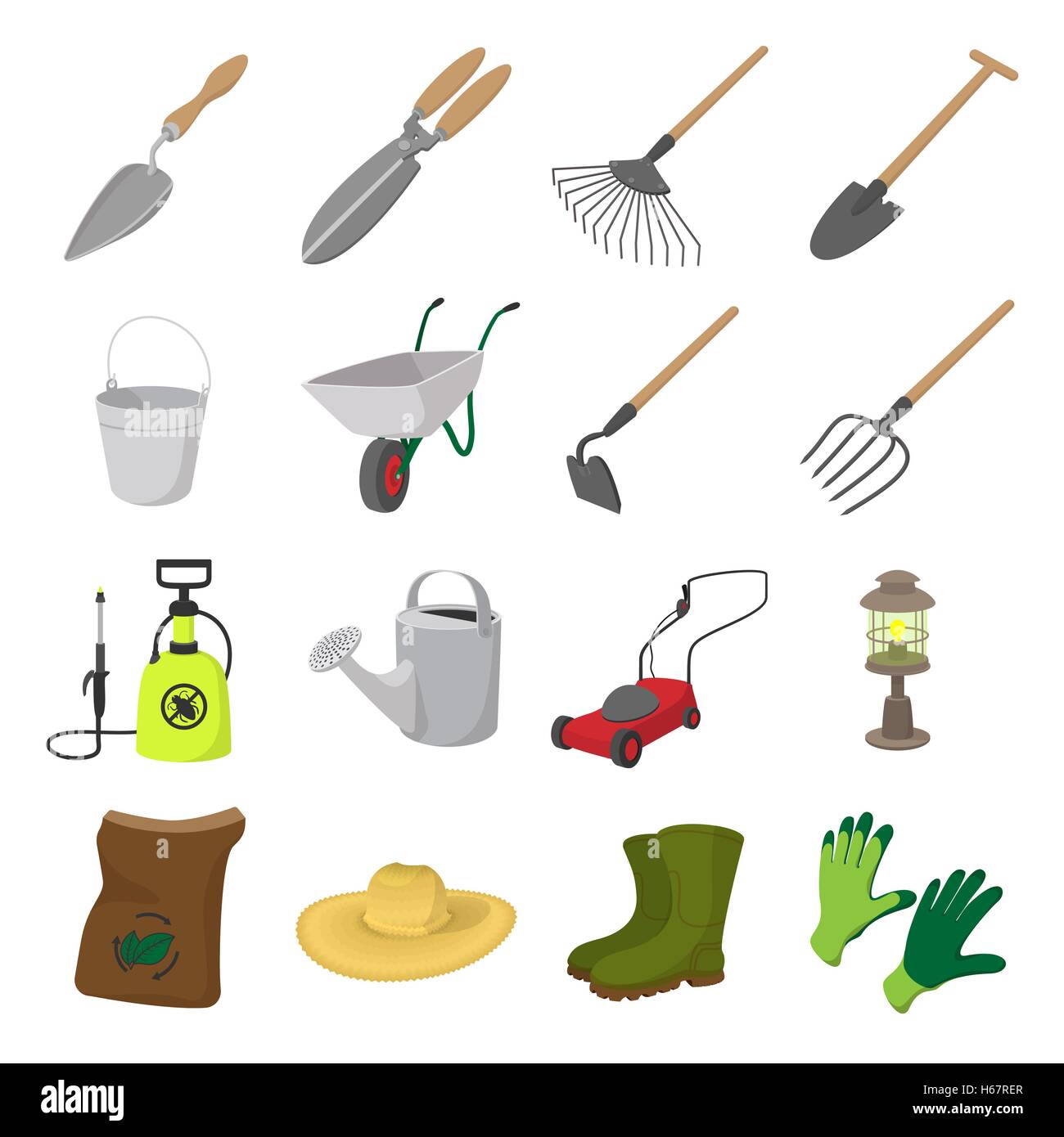 Garden cartoon icons set Stock Vector Image & Art - Alamy