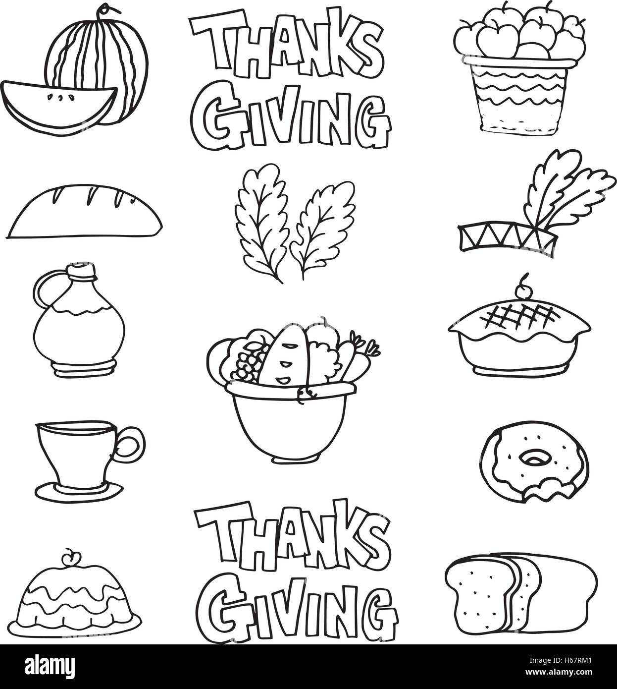 Hand draw thanksgiving stock on doodles Stock Vector Image & Art - Alamy