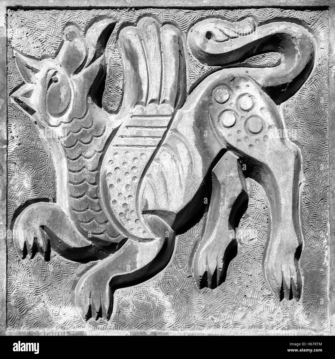 Wolf bas relief sculpture on hi-res stock photography and images - Alamy