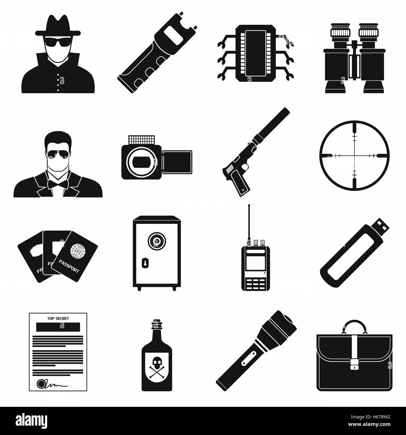 Spy simple icons Stock Vector Image & Art - Alamy