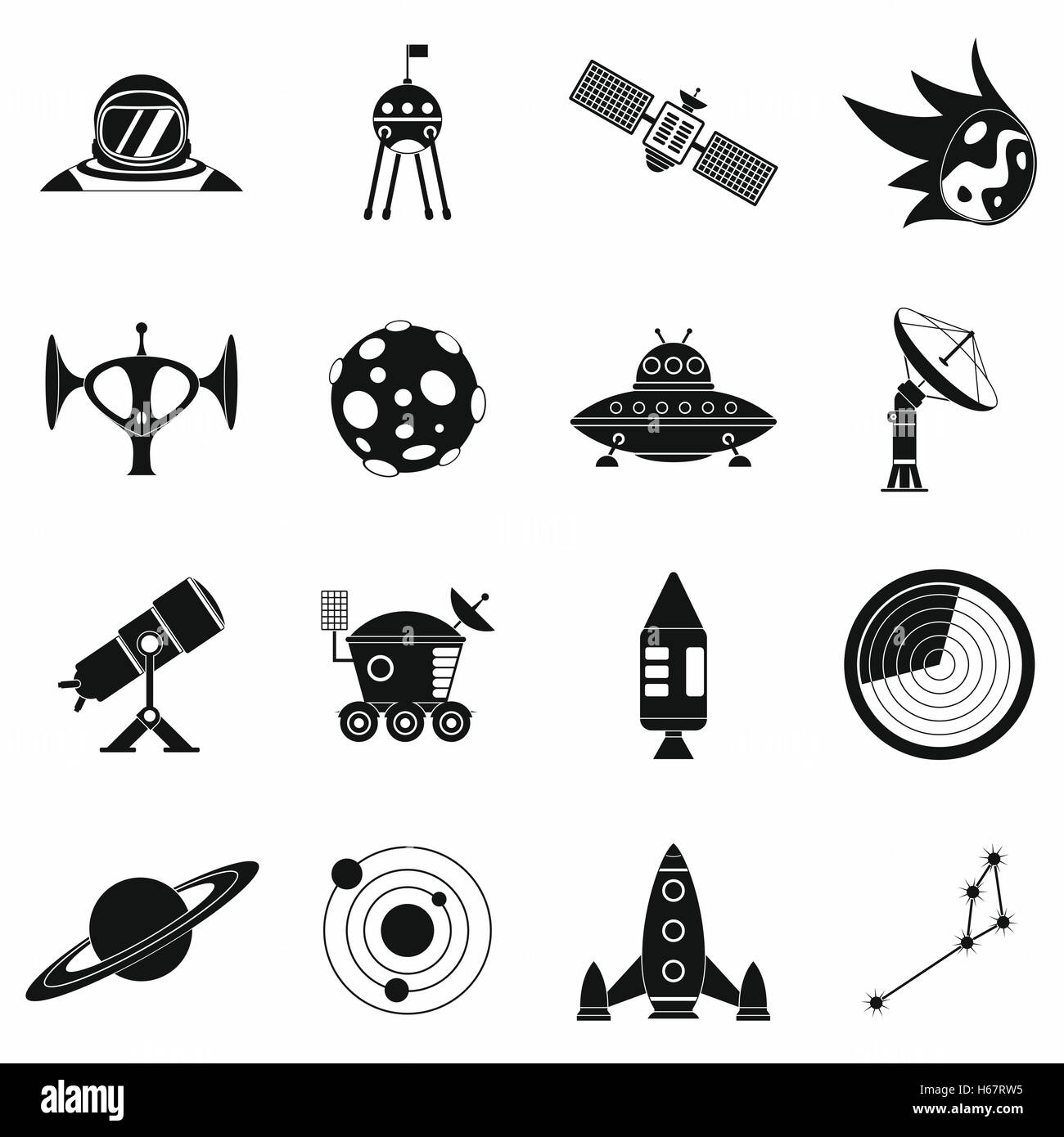 Space simple icons set Stock Vector Image & Art - Alamy
