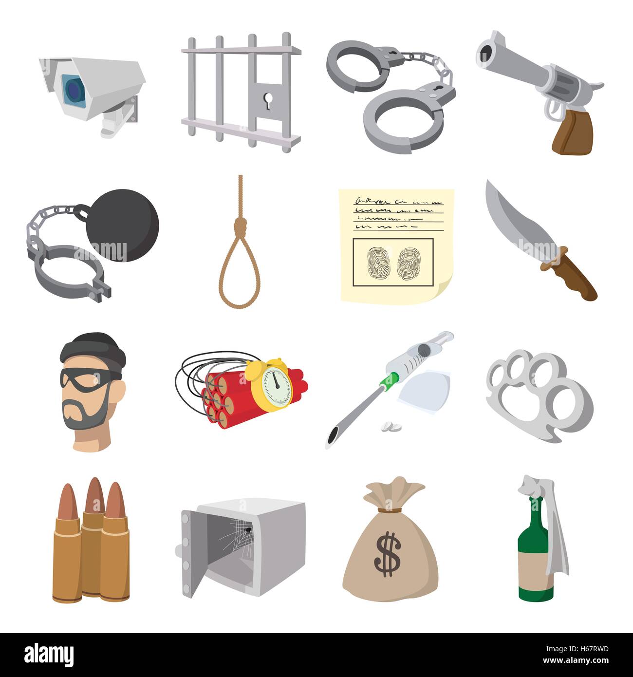 Crime cartoon icons Stock Vector Image & Art - Alamy