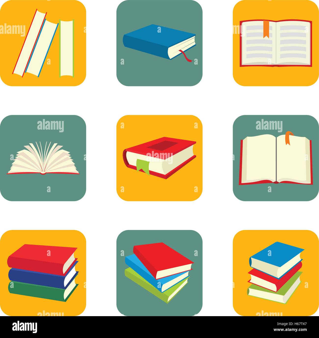 Book flat icons set Stock Vector Image & Art - Alamy