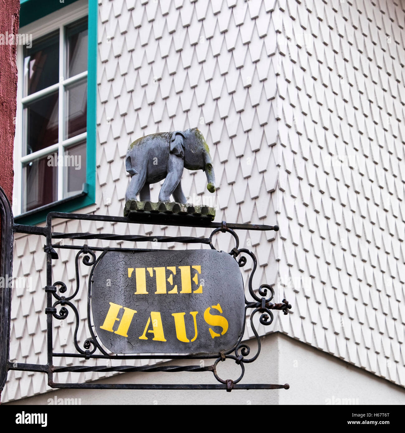 Teehaus, Tearoom, Tea House sign with elephant detail. Michelstadt ...