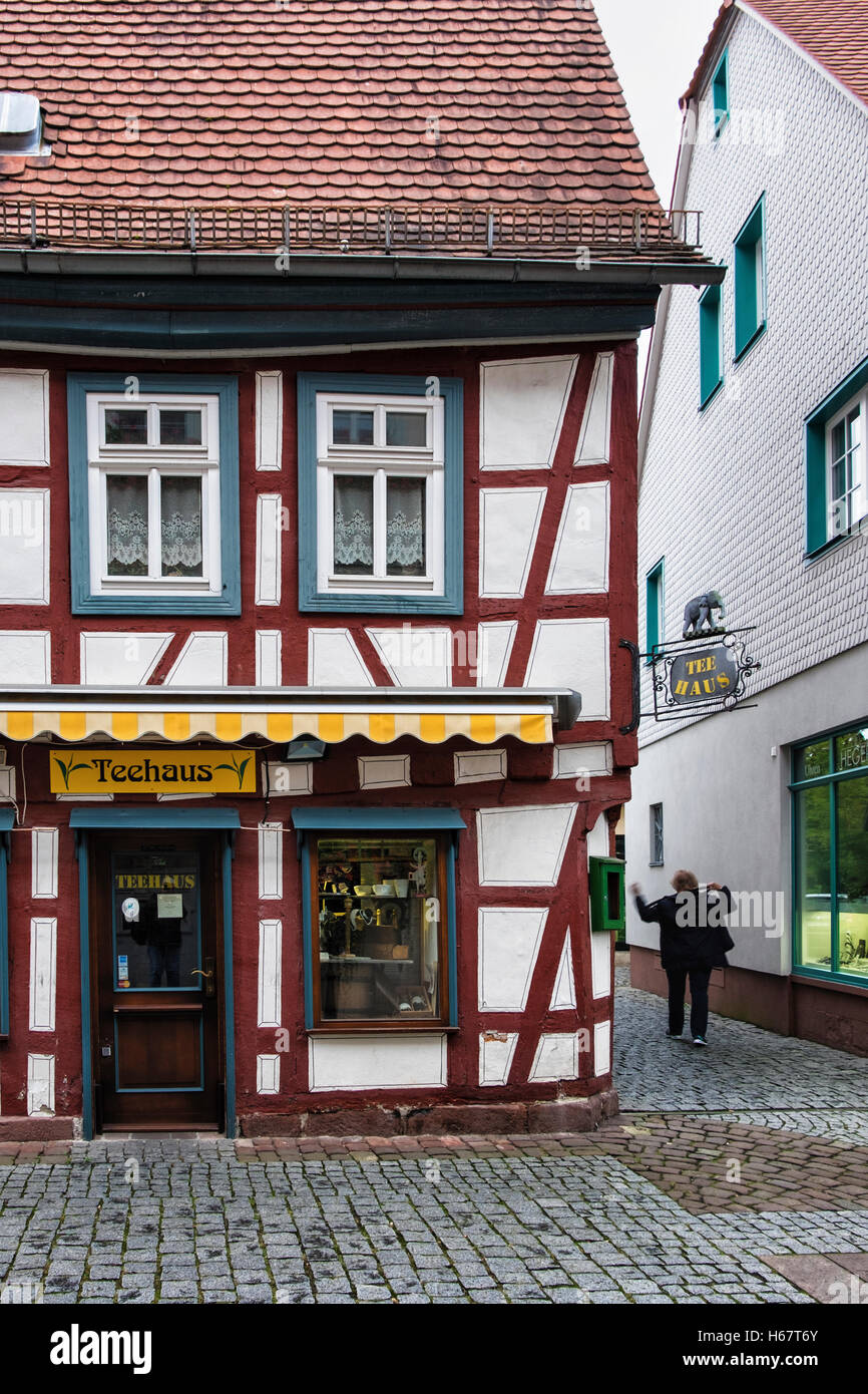 Tea House, TeeHaus. Tea room in typical timber frame building in old ...