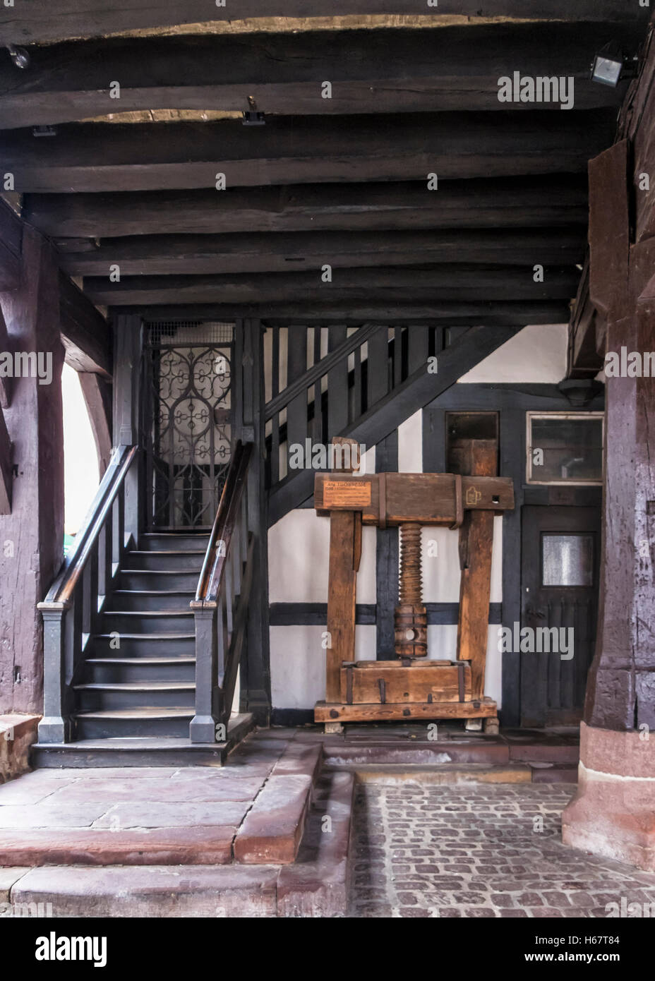 Michelstadt, Southern Hesse, Germany. Old Town Hall, Rathaus detail ...