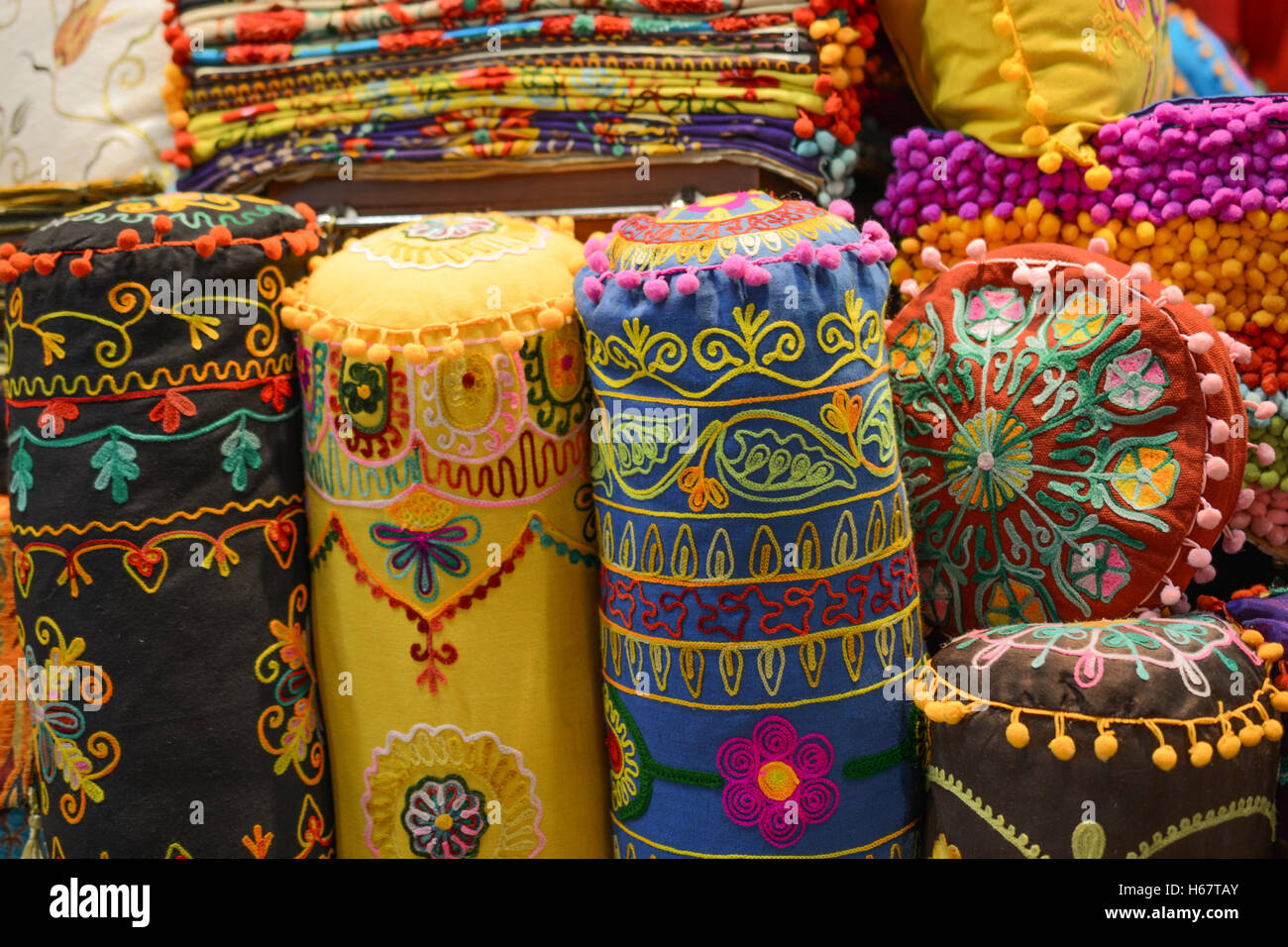 Examples of colorful fabric of various color and type Stock Photo - Alamy
