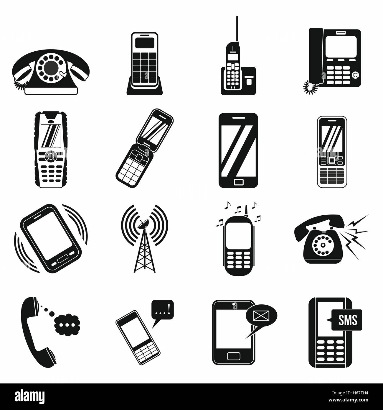 Phone simple icons Stock Vector Image & Art - Alamy
