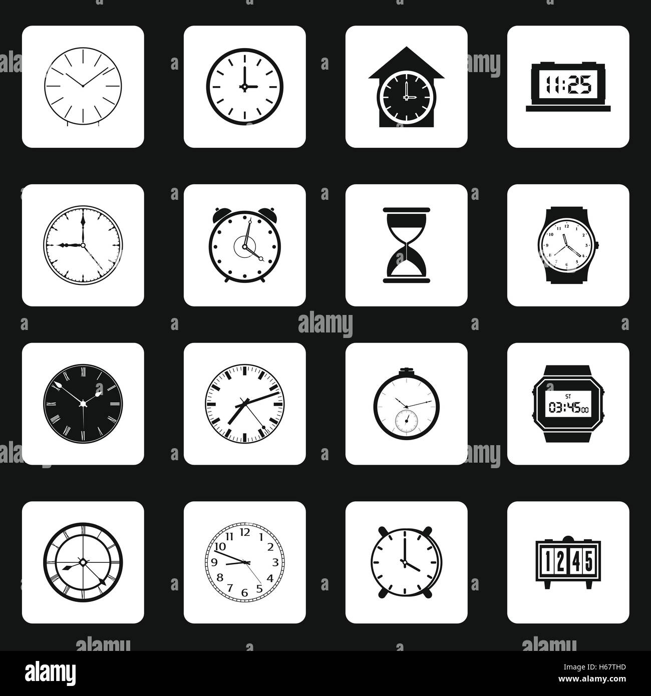 Clocks icons set Stock Vector Image & Art - Alamy