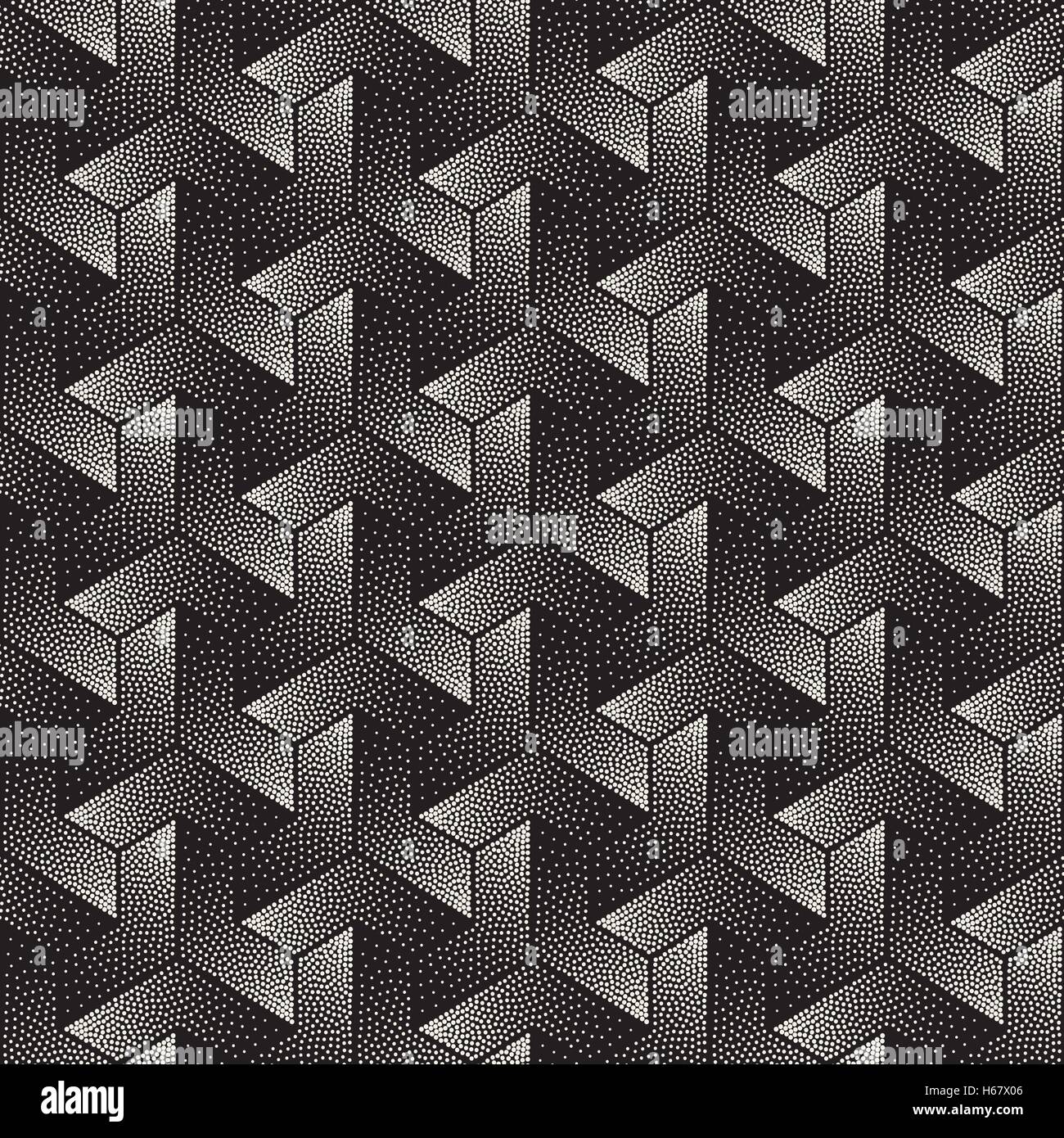 Vector Seamless Black and White Stippling Shapes Pattern Stock Vector ...