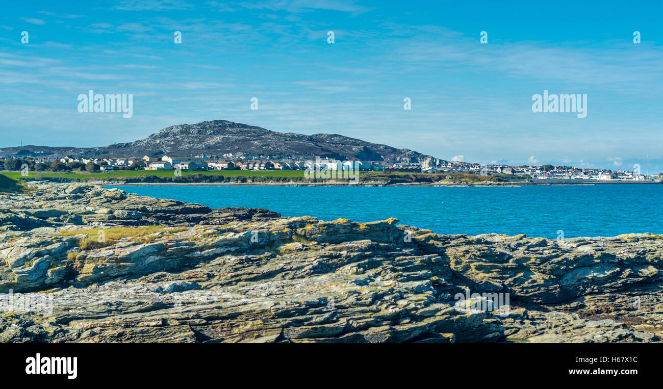 View of Holyhead from the coastal path at Penrhos country Park on ...