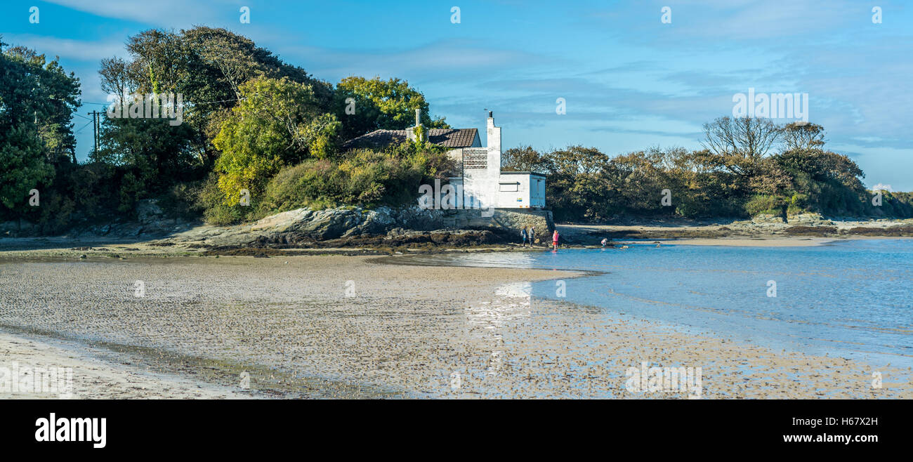 Derelict building on the coastal path at Penrhos country Park on ...