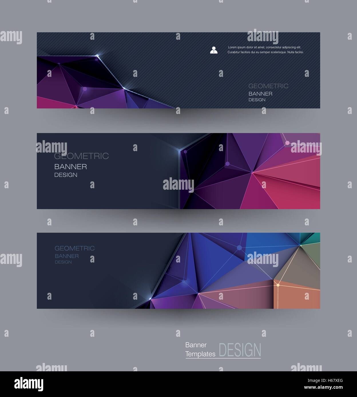 Vector abstract banners set with polygonal, Triangle pattern shape and ...