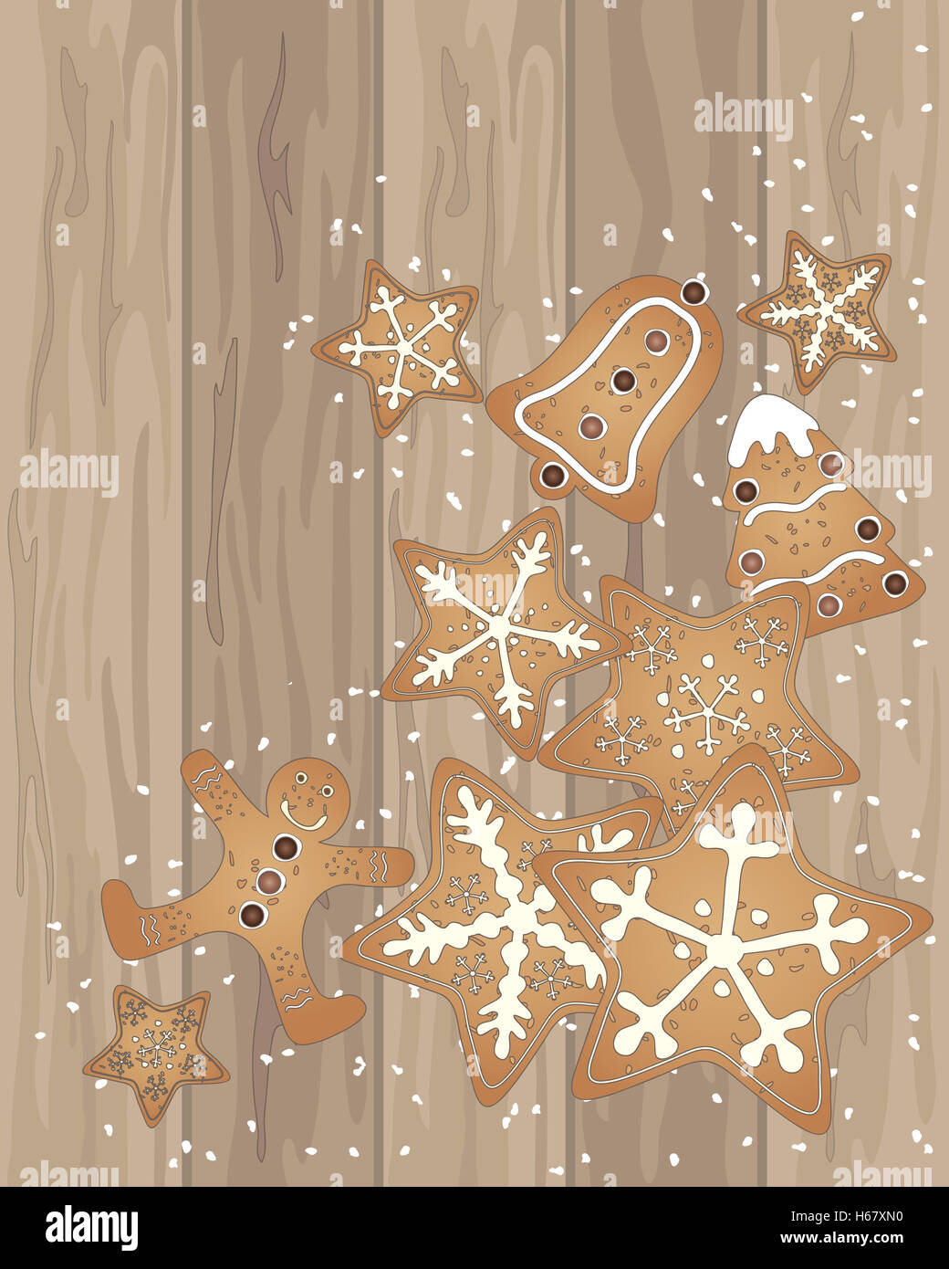 an illustration of gingerbread shapes decorated in a seasonal theme on ...