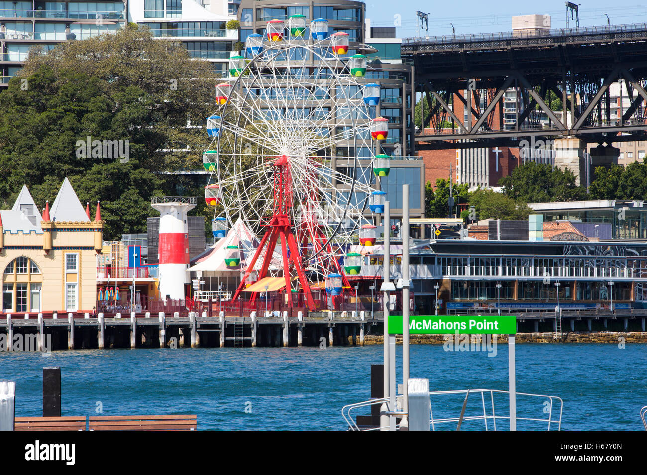 Luna Park fairground beside the harbour bridge, Sydney,New South Wales ...