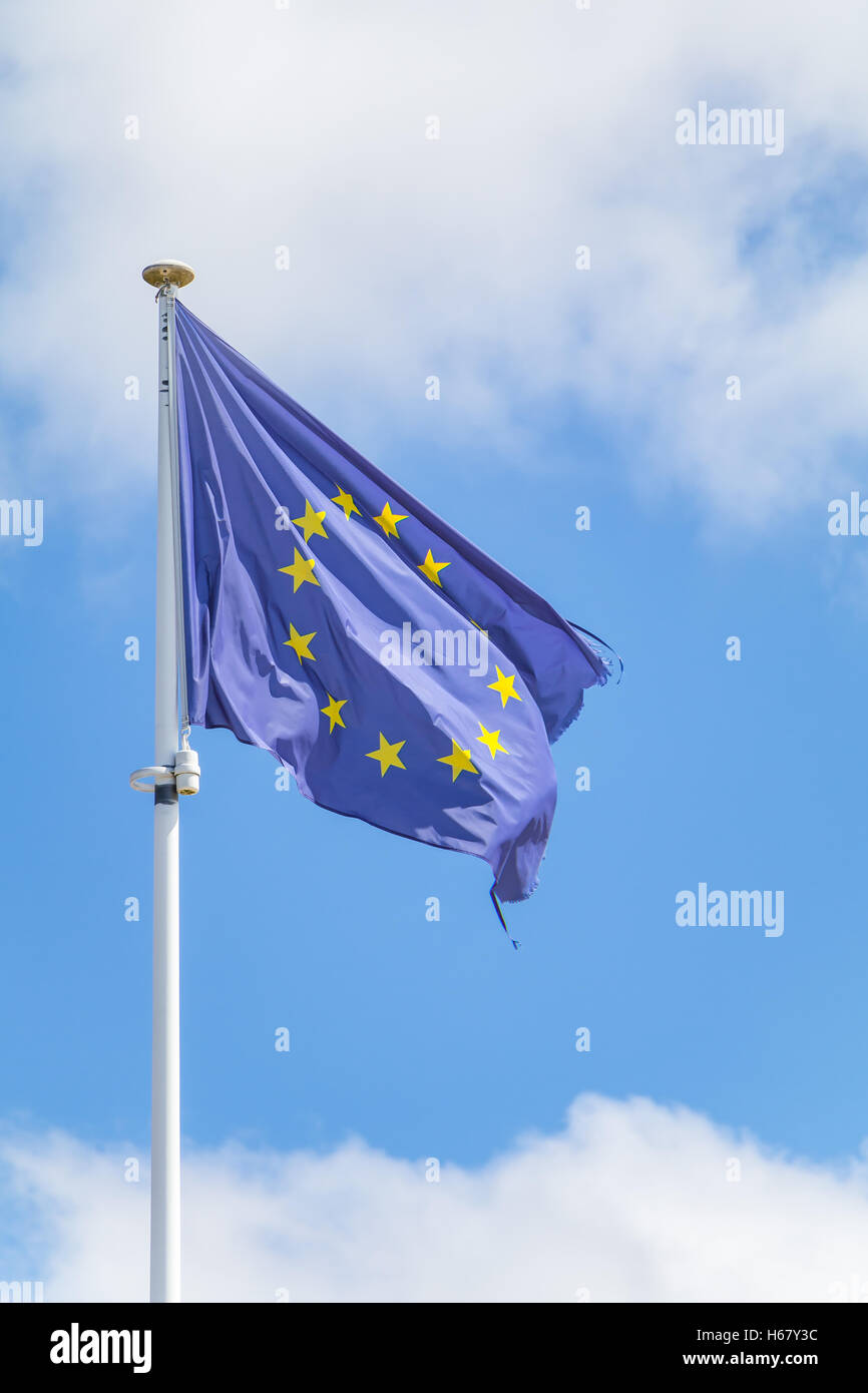 european flag on blue sky Stock Photo - Alamy