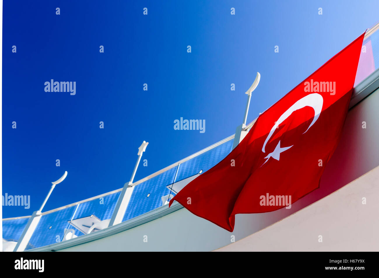 The Turkish flag with the Crescent Moon, and Venus star on a red ...