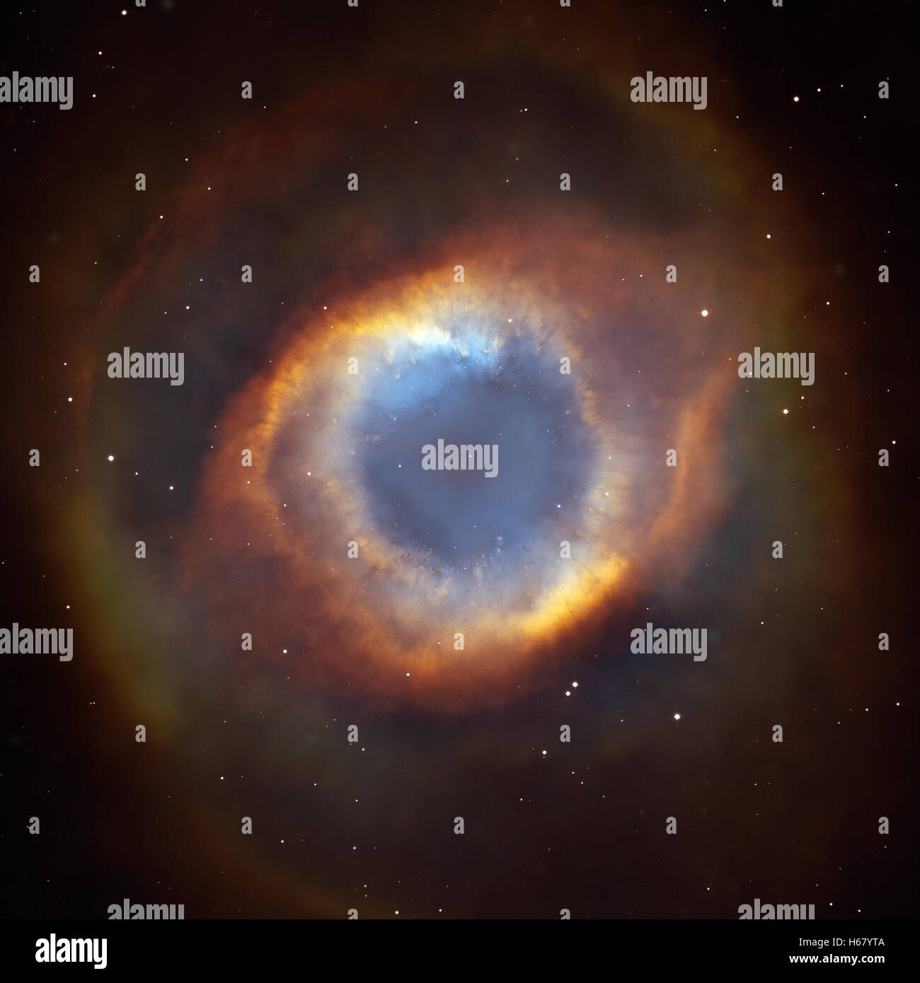 The Helix Nebula or NGC 7293. It is one of the nearest planetary nebulae to Earth, only 650 ...