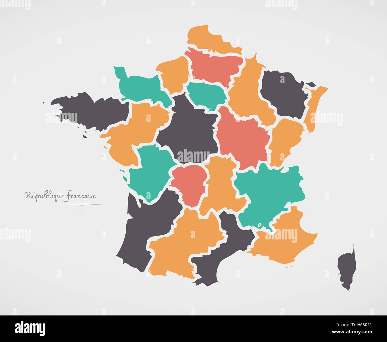 France map artwork color illustration modern Stock Photo - Alamy