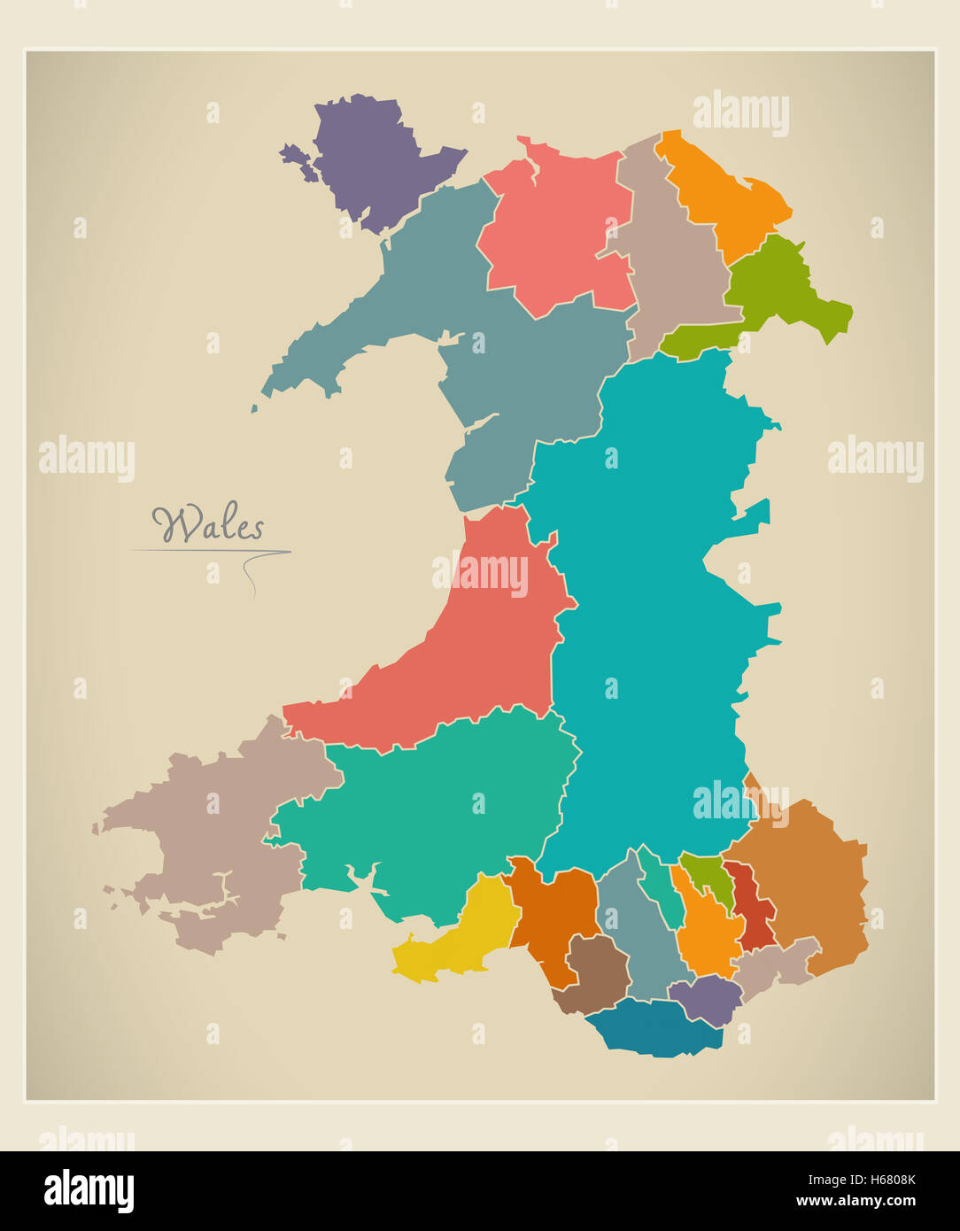 Wales map hi-res stock photography and images - Alamy