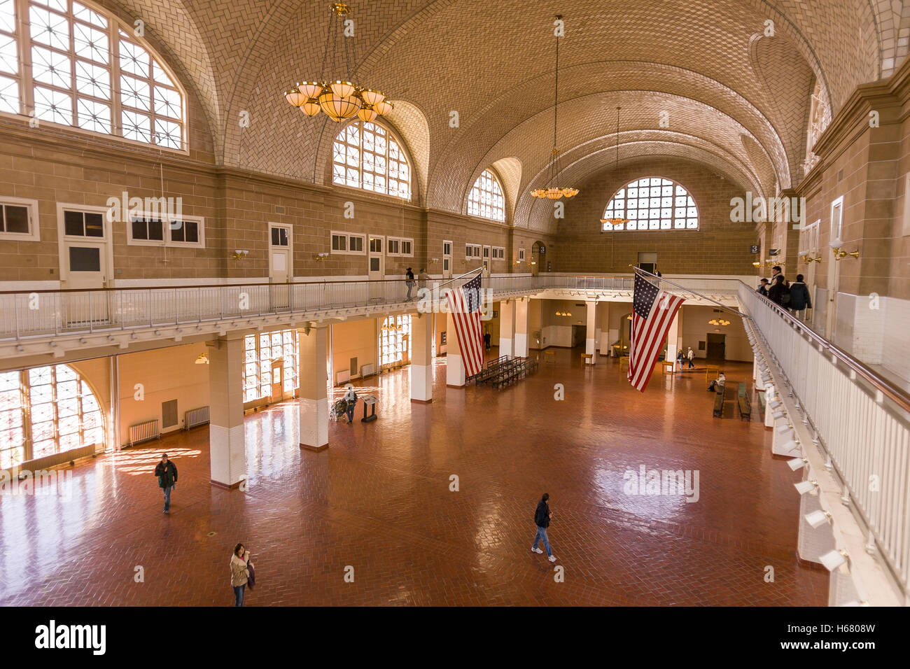 NEW YORK, NEW YORK, USA - Ellis Island Great Hall Registry Room Stock ...