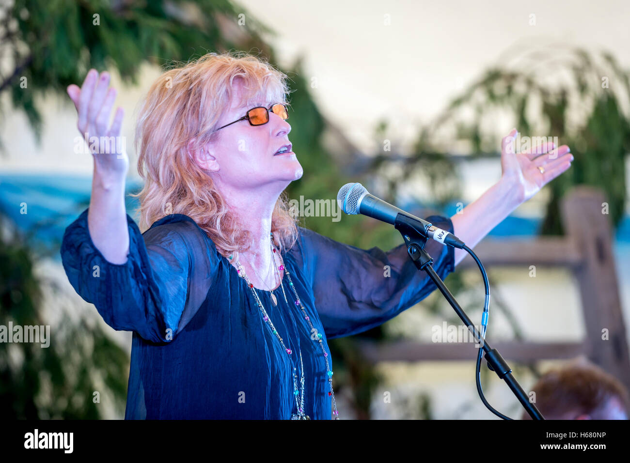 Scottish singer Eddi Reader MBE performing before a small audience in ...