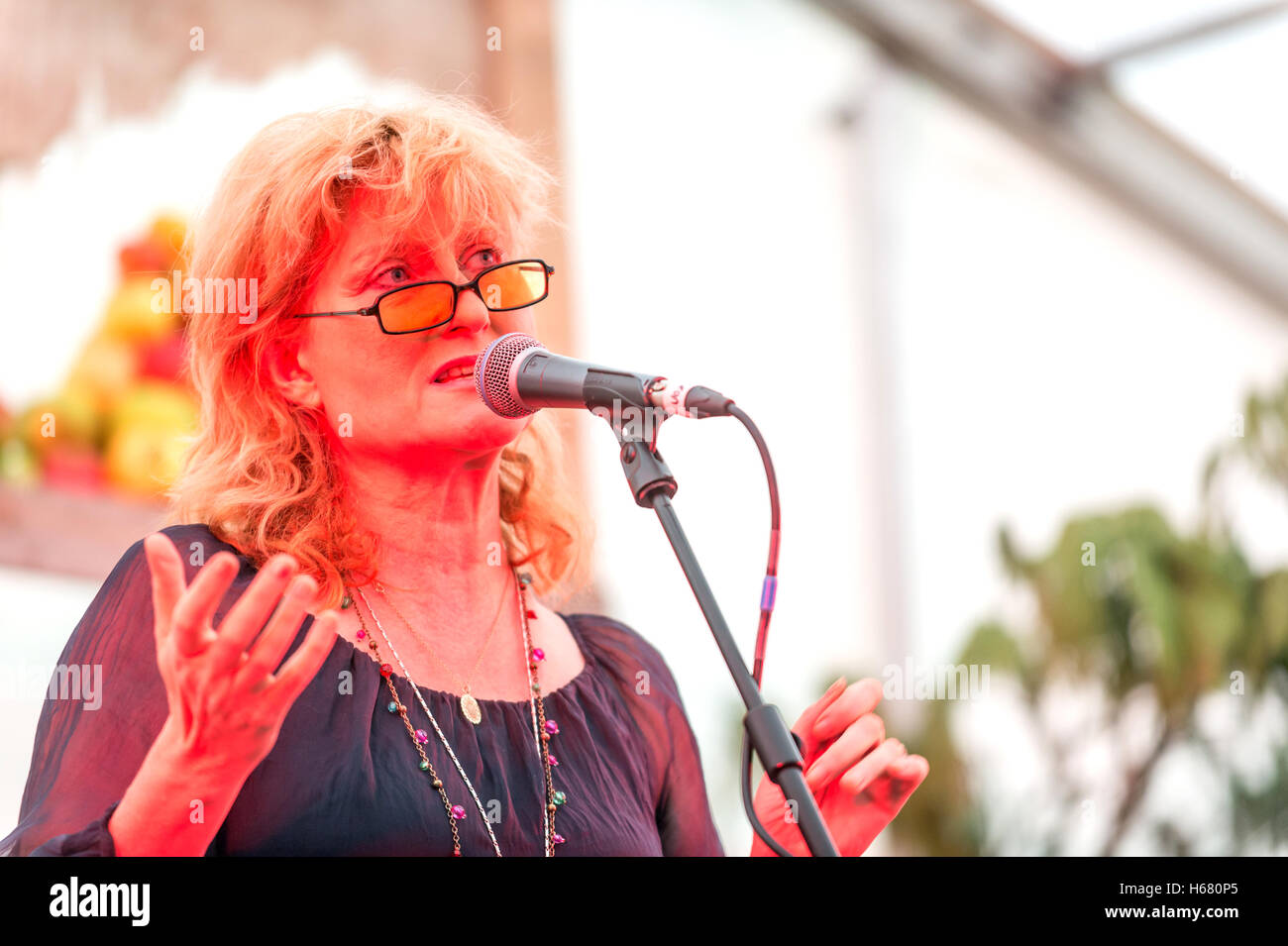 Scottish singer Eddi Reader MBE performing before a small audience in ...