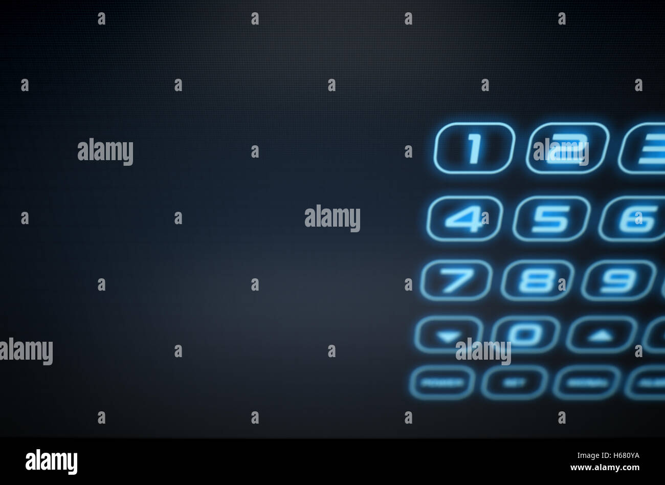 A 3D render of a modern touch screen interactive home security keypad ...