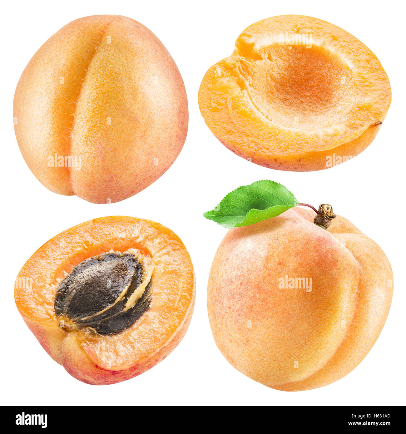 Ripe apricot fruits and apricot slice. File contains four clipping ...