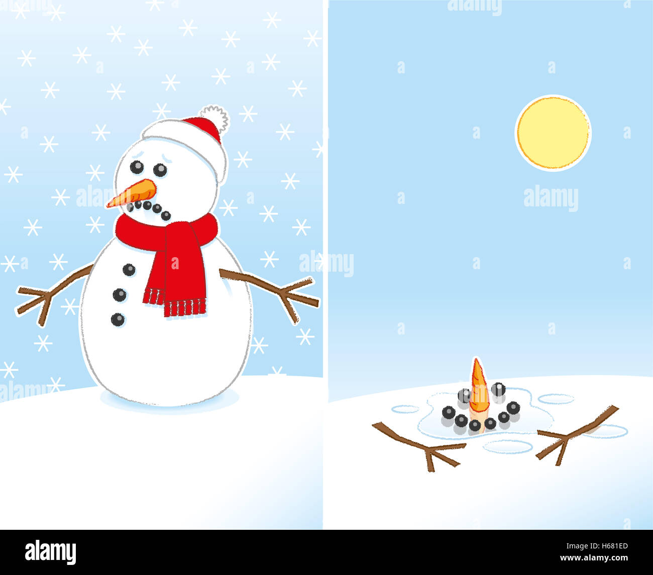 Snowman melting in the sun hi-res stock photography and images - Alamy