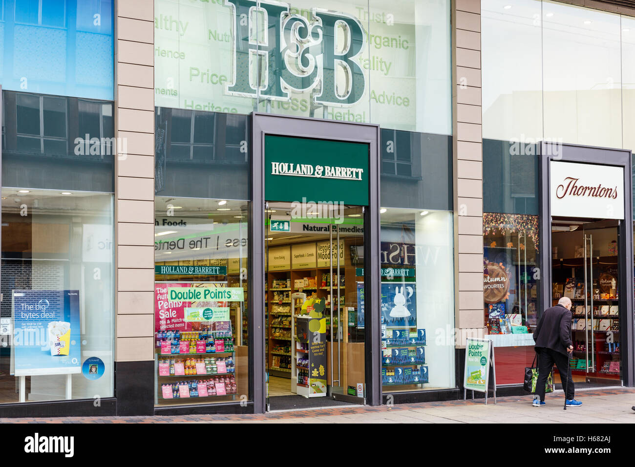 Frontage of the Holland & Barrett store. On Listergate, Nottingham ...