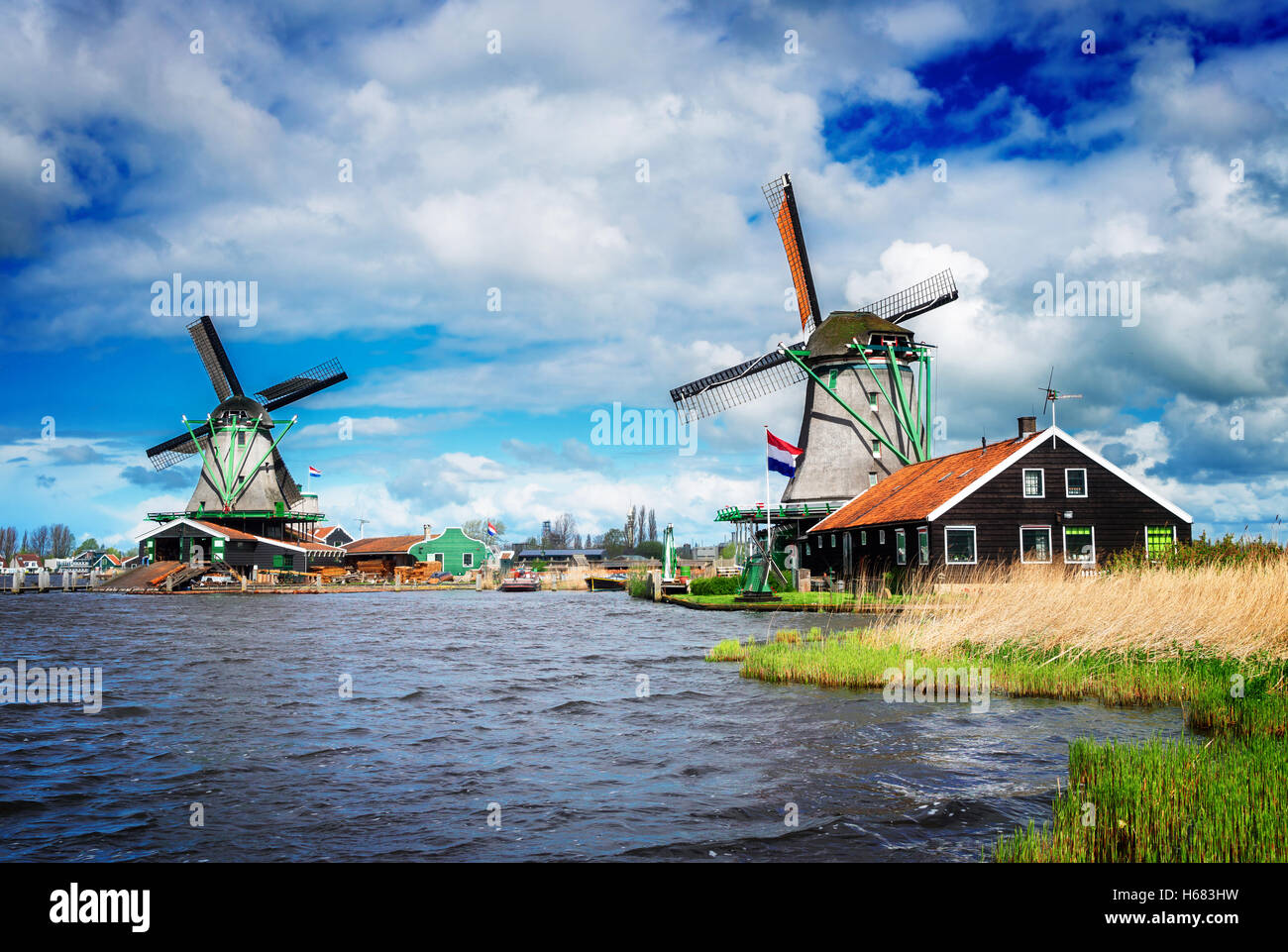 Dutch wind mills Stock Photo - Alamy