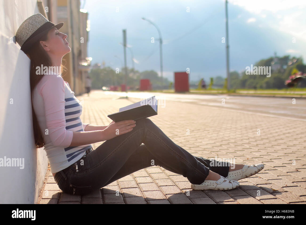 girl outdoor road sad alone Stock Photo - Alamy
