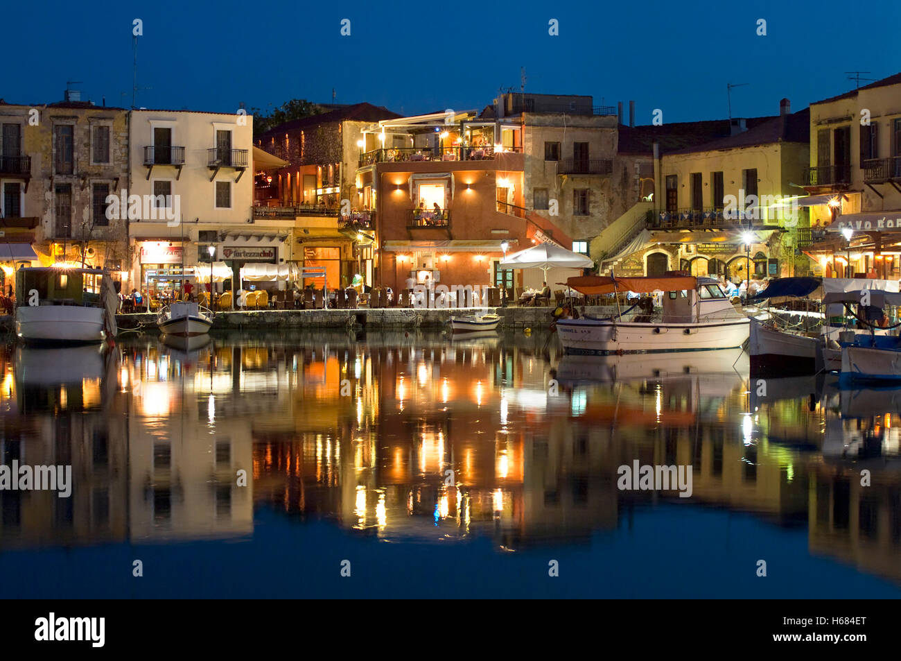 Rethymnon Old Harbour at night, Crete, Greece Stock Photo - Alamy