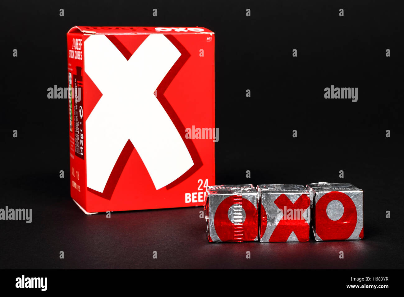 Oxo beef flavour stock cubes isolated on a black background Stock Photo ...