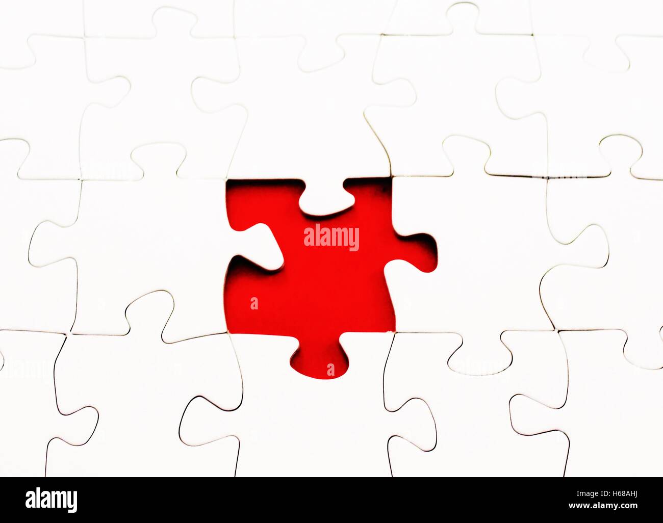 blank jigsaw puzzle missing a piece nearly complete team concept stock ...