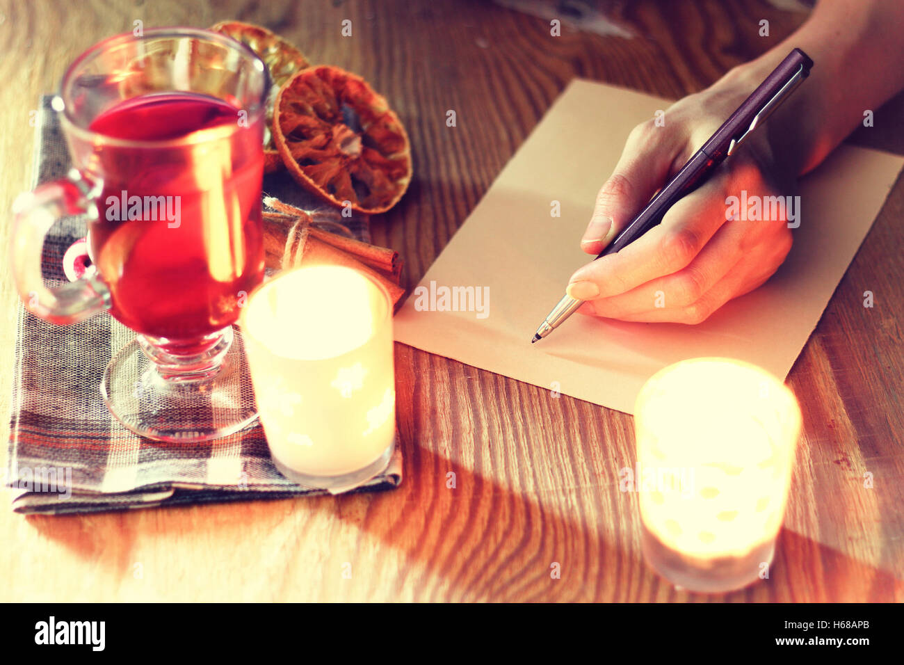 christmas hand writing story Stock Photo - Alamy