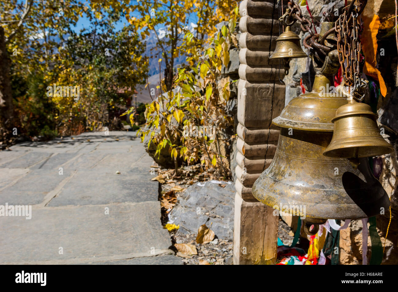 Prayer bells hanging at temple entrance Stock Photo - Alamy