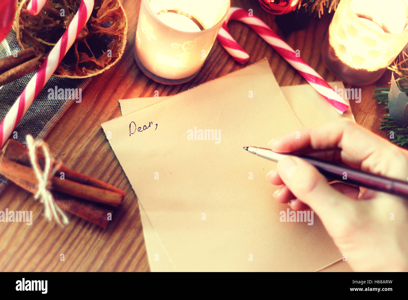 christmas hand writing story Stock Photo - Alamy